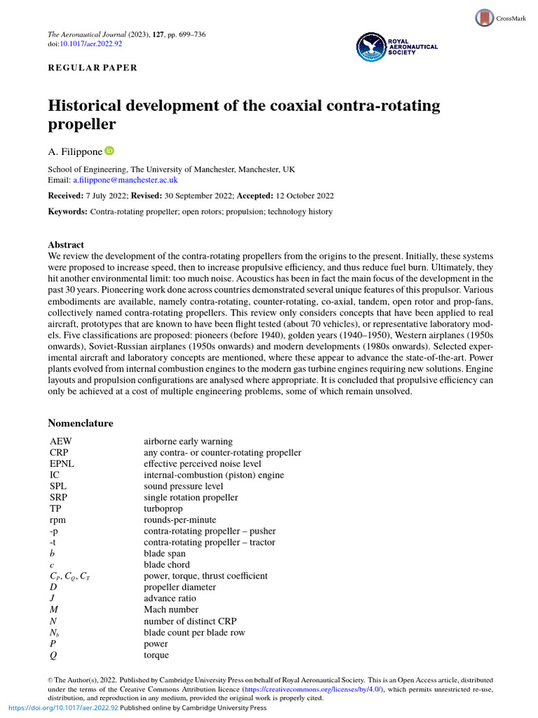 Historical Development of The Coaxial Contra Rotating Propeller | PDF ...