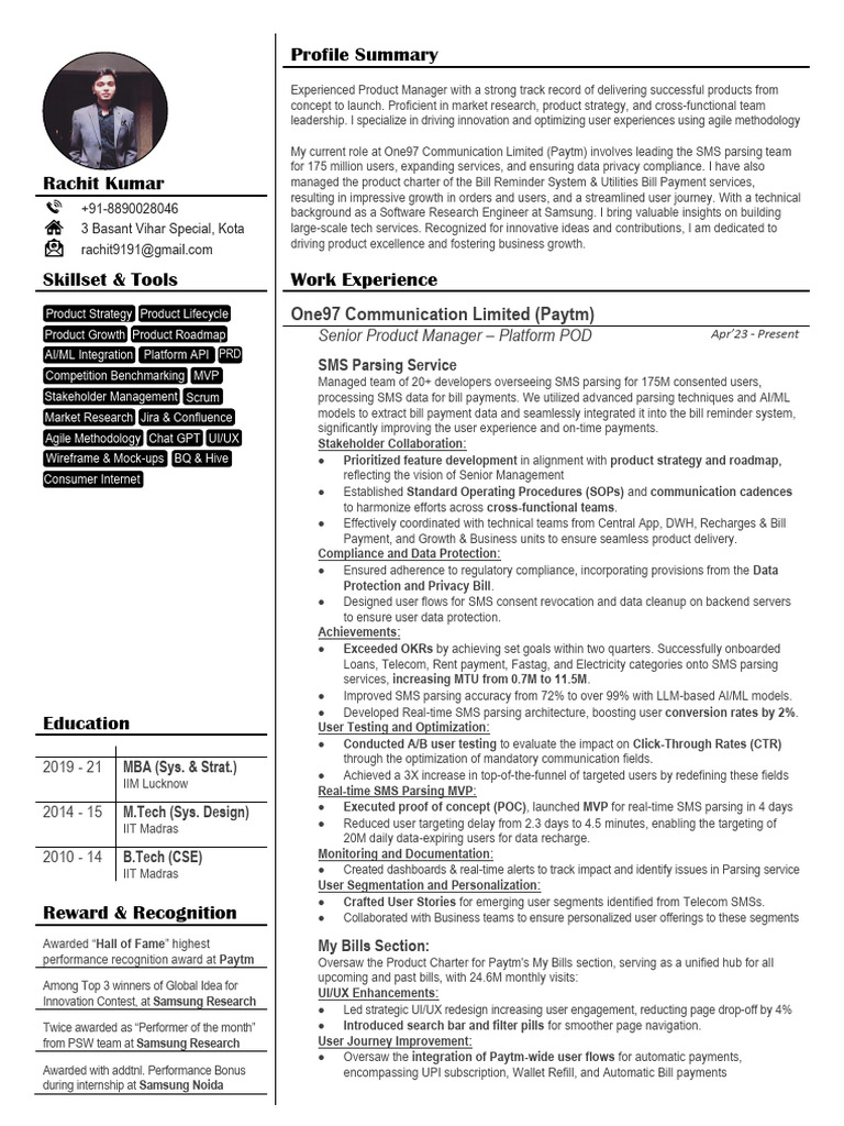 Samal Kumar CV - Version 4 | PDF | Mobile App | Agile Software Development