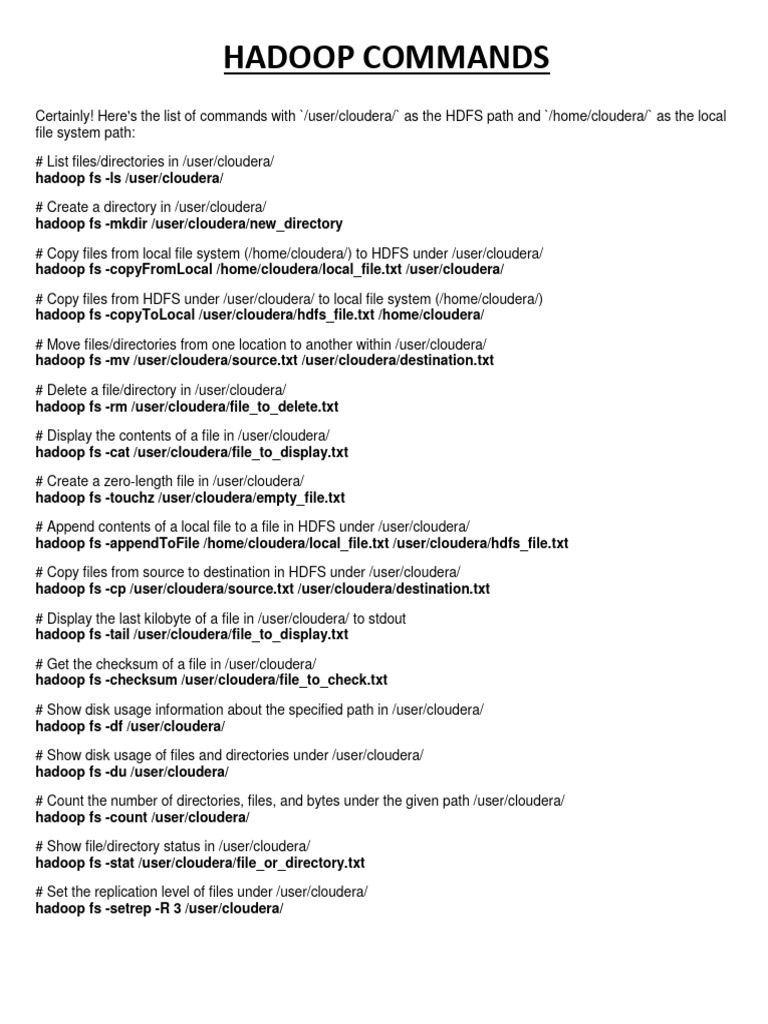 Hadoop Commands | PDF | Computer File | Text File