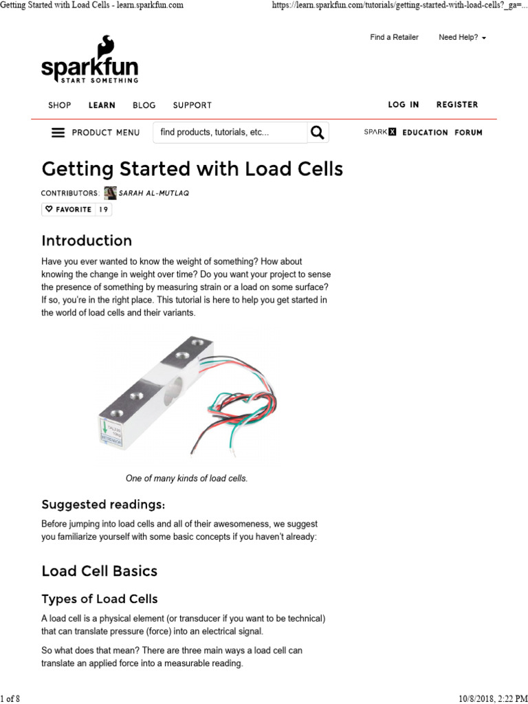 Load Cells Infos (Sparkfun) | Download Free PDF | Electrical Resistance And Conductance ...