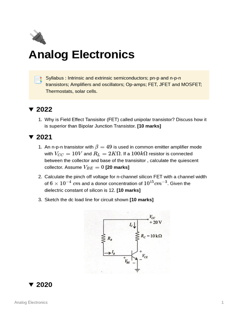 Analog Electronics .pdf-1 | PDF | Field Effect Transistor | Transistor