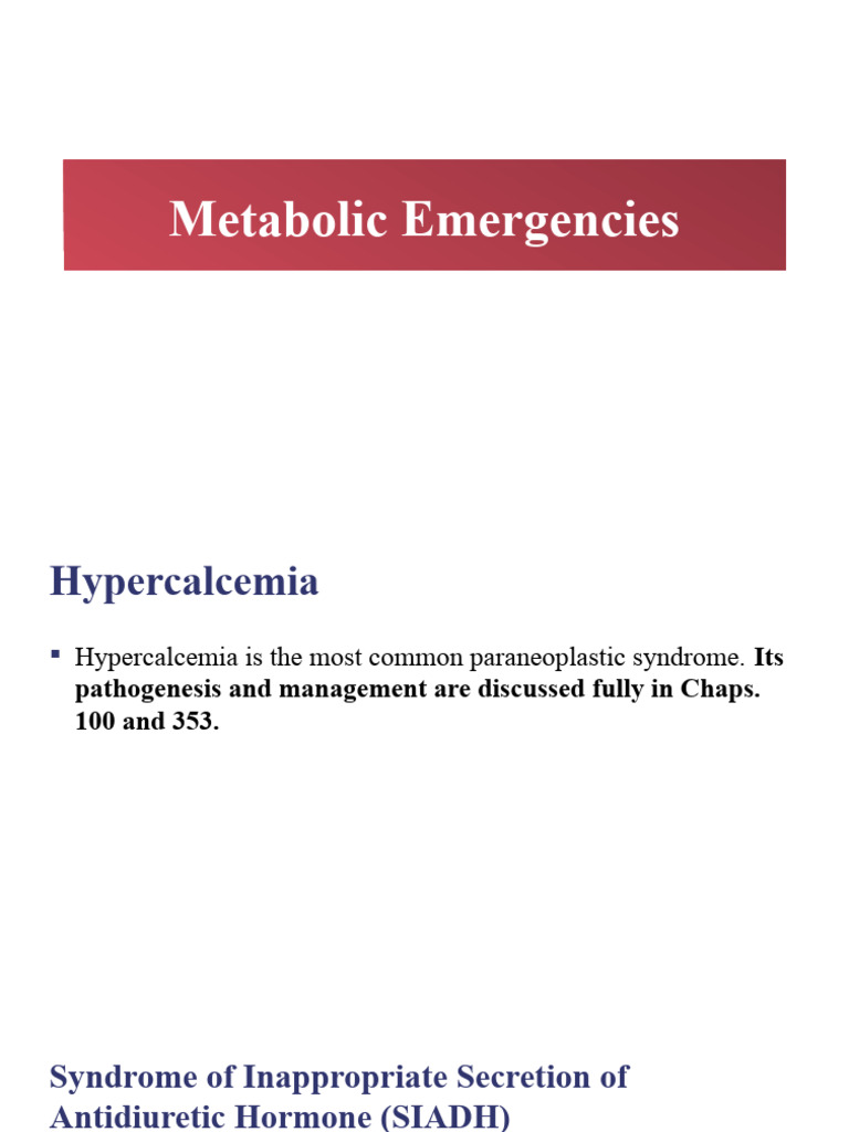 Metabolic Emergencies | PDF | Adrenal Gland | Hypoglycemia