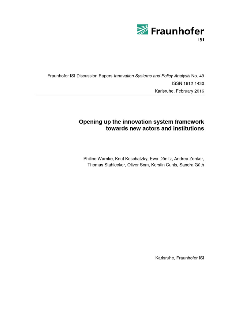 Revising the Innovation System Framework | PDF | Innovation | Social ...