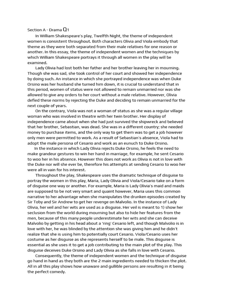 Jan'2024 English B | PDF | Twelfth Night