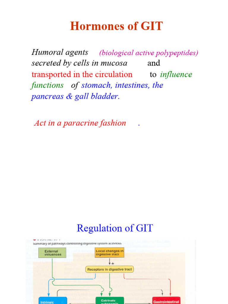 GIT G I Hormones | PDF | Stomach | Pancreas