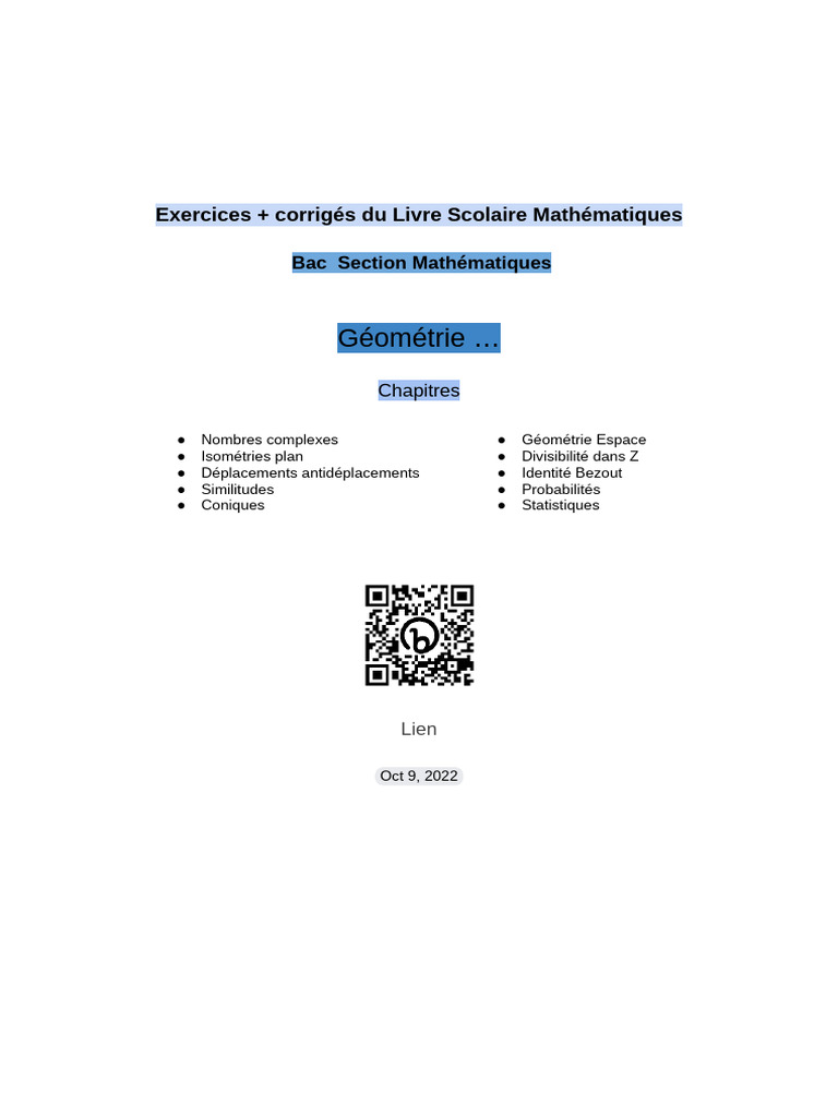 Geometrie Bac Math Exercices Corriges Livre Scolaire | PDF | Nombre ...