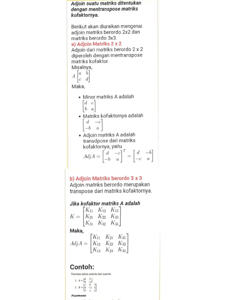 Adjoint Matrix | PDF