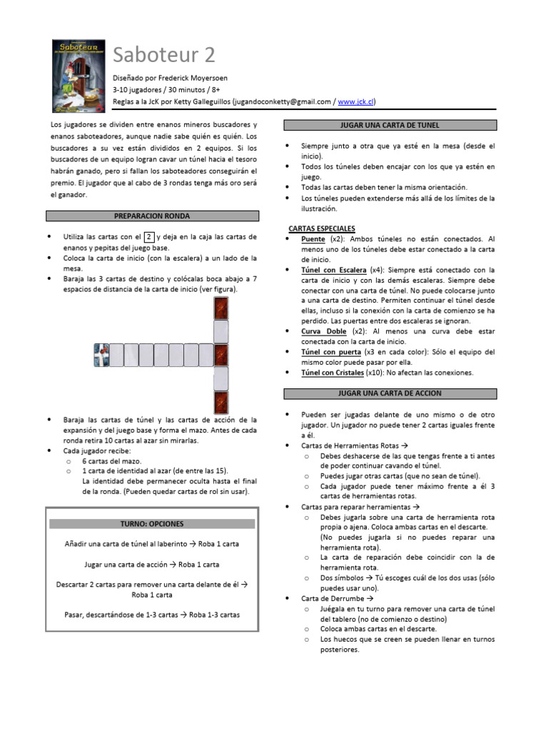 Saboteur 2 - Reglas A La JCK | PDF
