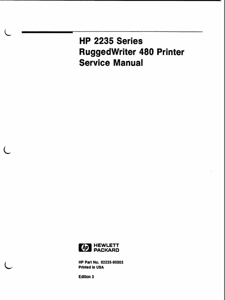 HP 2235 Series RuggedWriter 480 Parts List, Service Manual | PDF