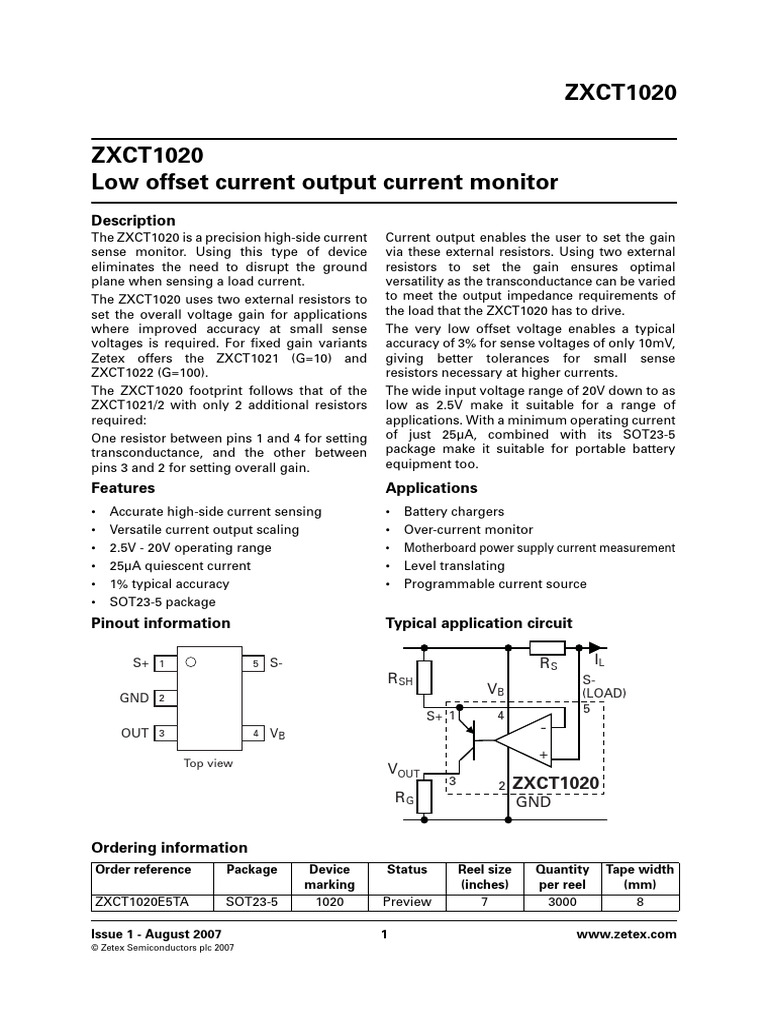 ZXCT1020 | PDF | Resistor | Electrostatic Discharge