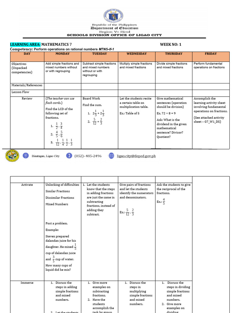 Raise G7 W1 | PDF | Division (Mathematics) | Numbers