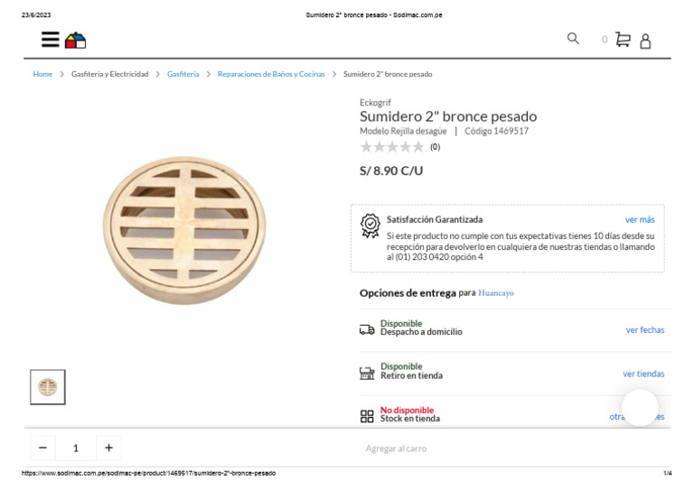 Sumidero 2 - Bronce Pesado - Sodimac - Com.pe | PDF