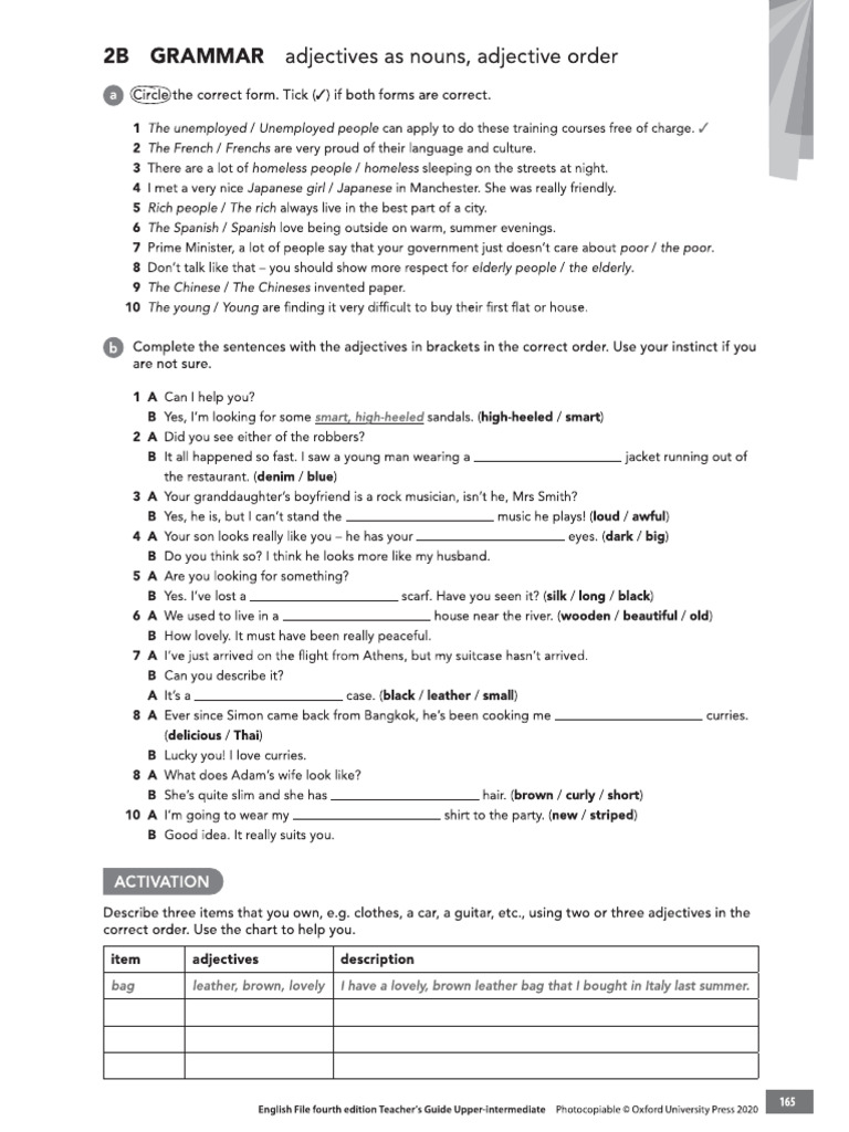 Adjectives and Nouns Upper | PDF