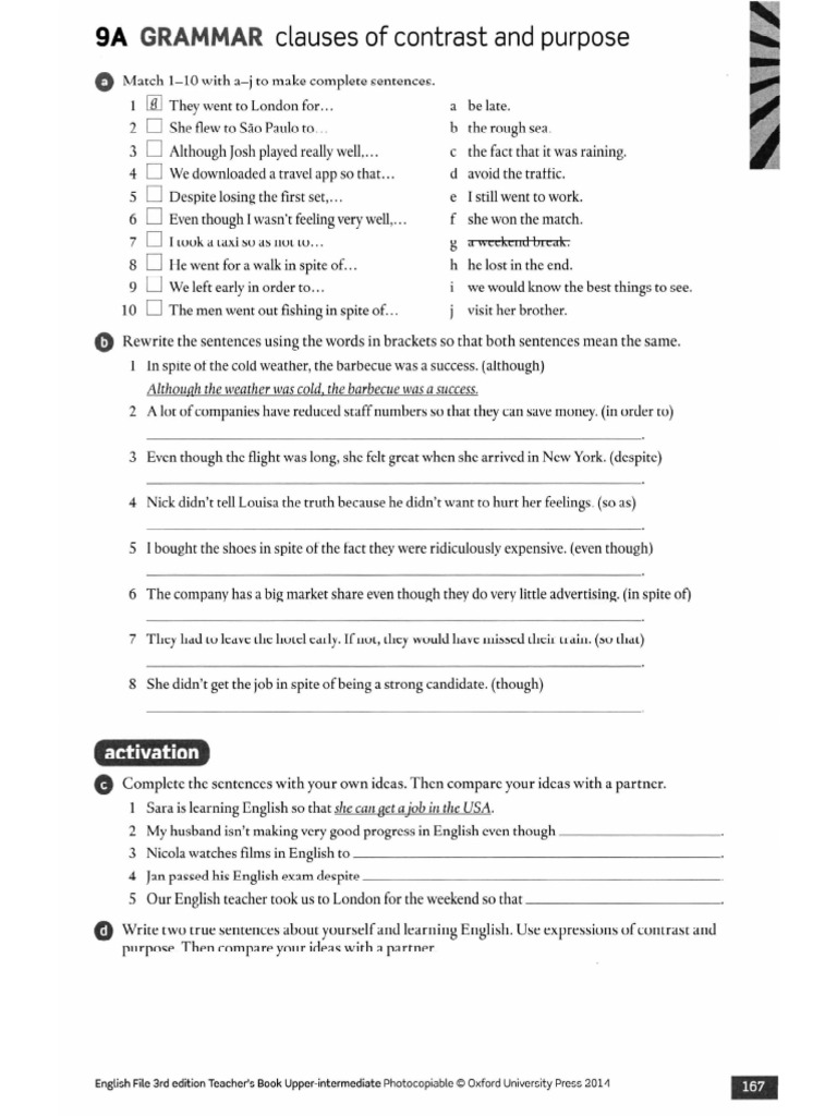 Clauses of Contrast and Purpose Upper | PDF