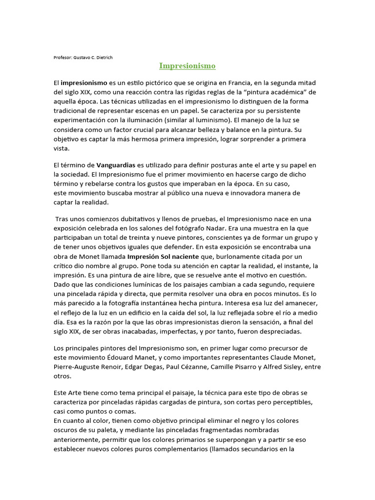 Arte 1 Impresionismo | PDF | Impresionismo | Pierre Auguste Renoir