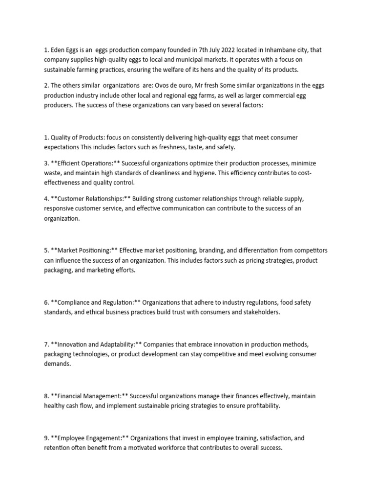 Eden Eggs: Sustainable Egg Production Success | PDF | Business ...