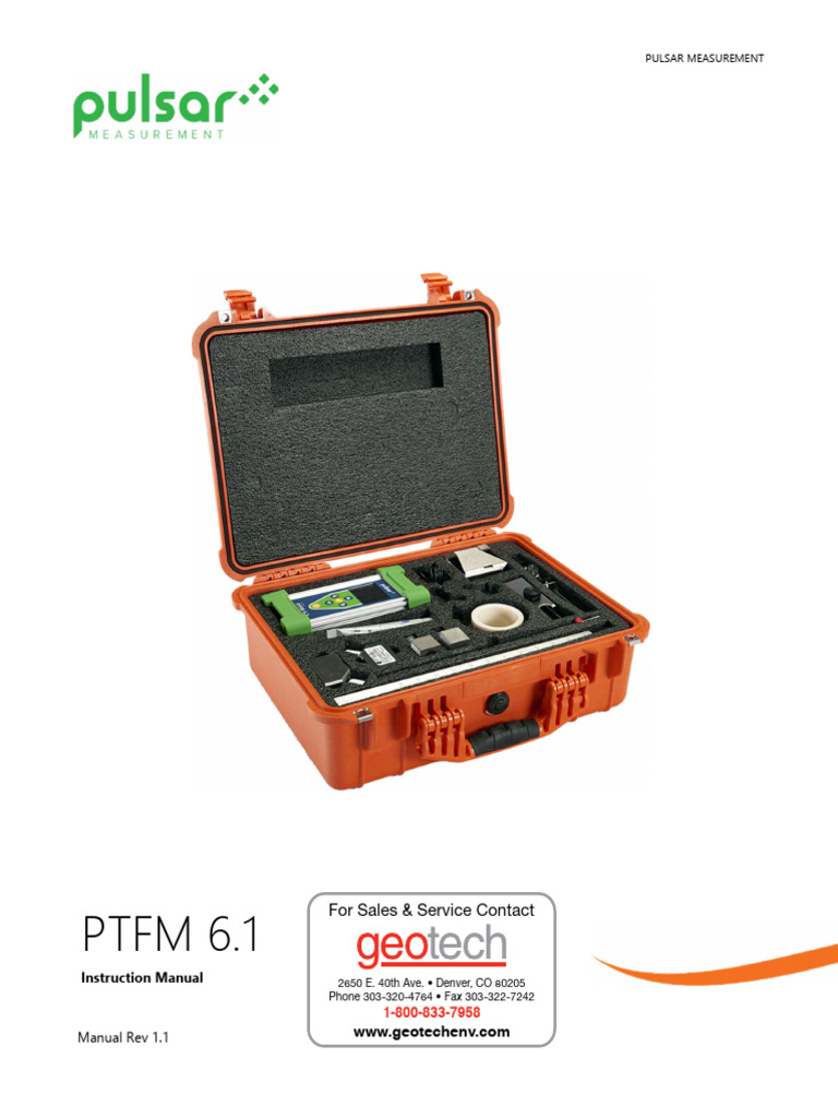Pulsar PTFM 6-1 Manual | PDF | Flow Measurement | Battery Charger