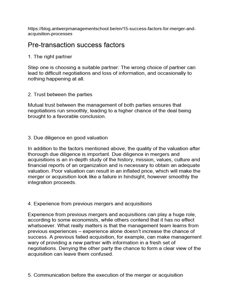 Successful aquisition | PDF | Mergers And Acquisitions | Due Diligence
