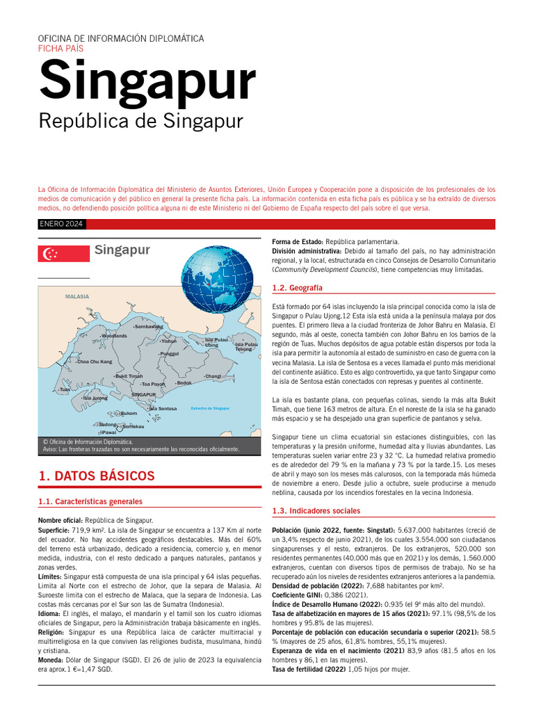SINGAPUR_FICHA PAIS | PDF | Singapur | Política mundial
