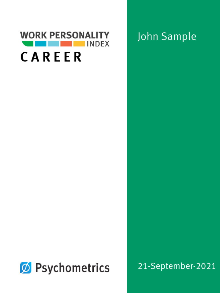 Work Personality Index Career Report 2023 | PDF