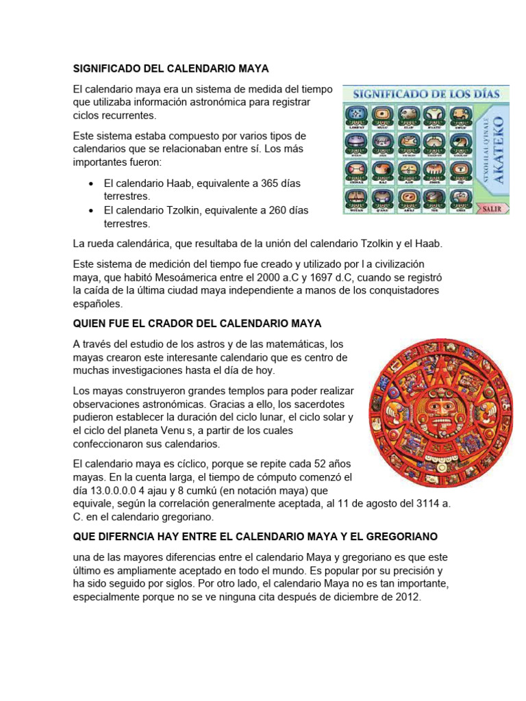 Significado Del Calendario Maya | PDF | Ciencias sociales