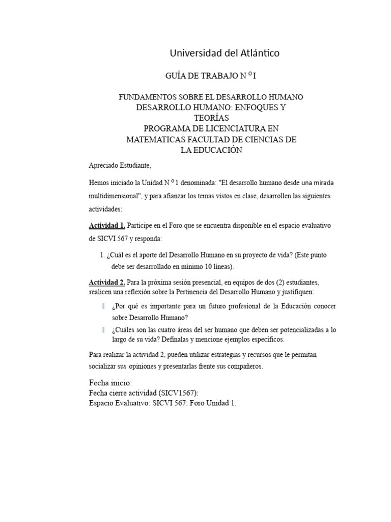 Guia N 1 Matematicas Pdf Educación En Artes Liberales