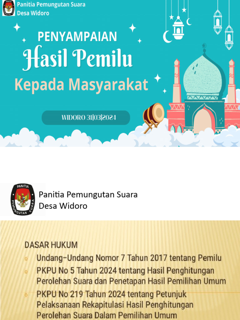 Penyampaian Hasil Pemilu 2024 Widoro | PDF