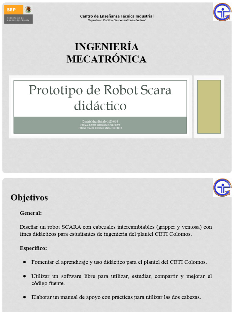 Presentacion Prototipo de Robot Scara Didactico | Descargar gratis PDF ...
