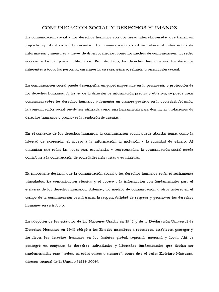 Comunicación Social y Derechos Humanos | PDF | Derechos humanos ...