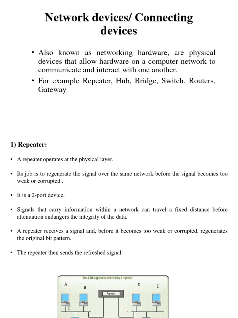 Unit 1 Part - Connecting Devices (Network Devices) | PDF | Network Switch | Computer Network