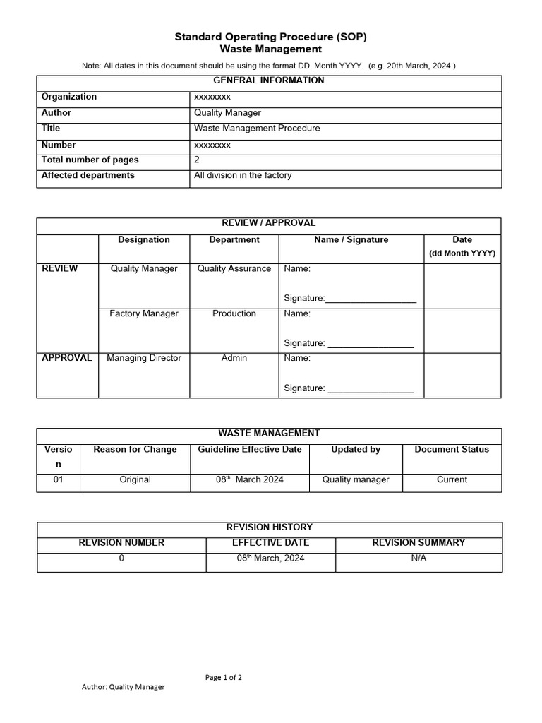 Waste Management Procedure | PDF | Waste Management | Waste