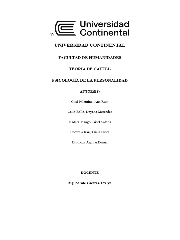 Monografia de La Teoria de Catell | PDF | Inteligencia | Sicología