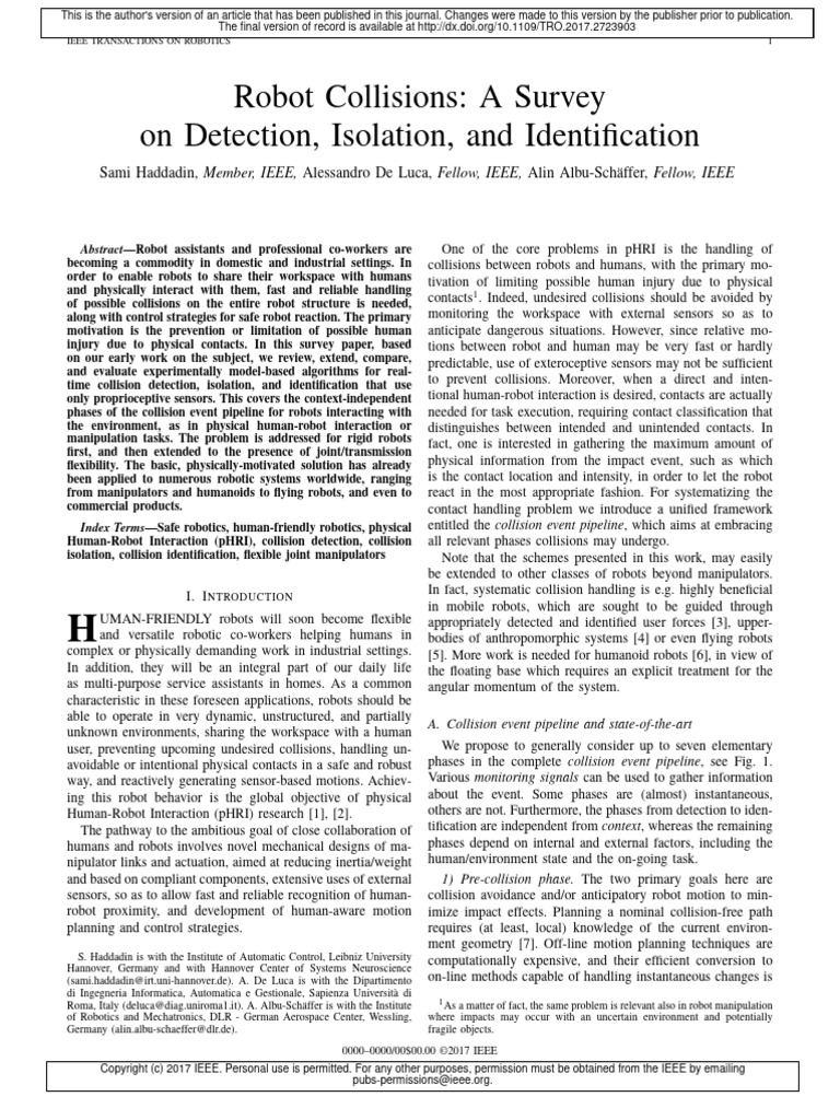 Robot Collision | PDF | Robotics | Torque