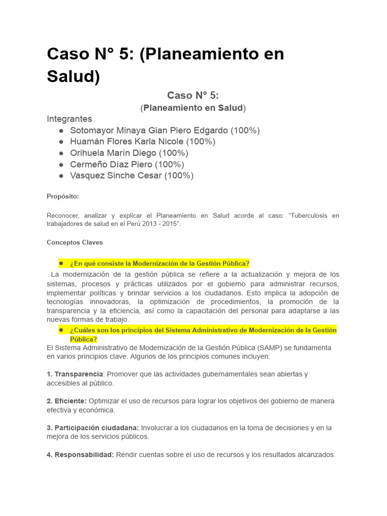 Fundamentos Caso 5 | PDF | Tuberculosis | Planificación