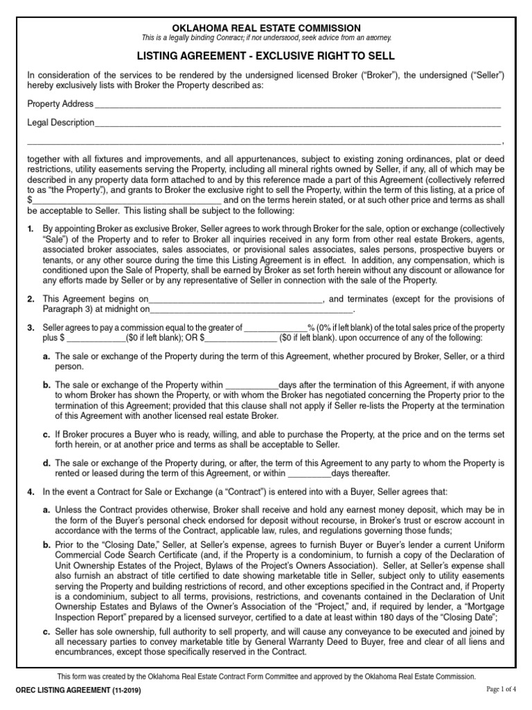 Listing Agreement | PDF | Private Law | Common Law
