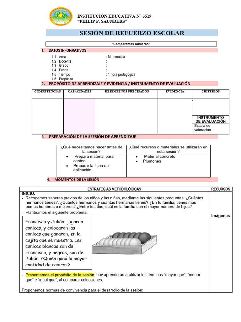 SESION DE REFUERZO - Formato | PDF | Evaluación | Maestros