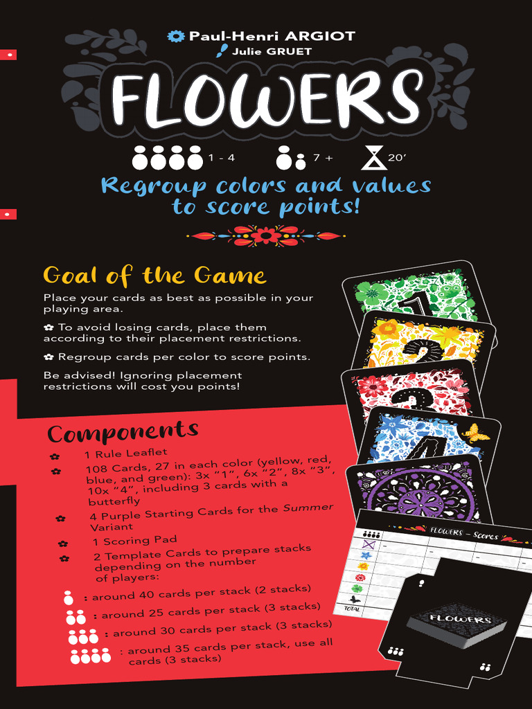 Flowers Rules English | PDF | Games Of Chance | Card Games