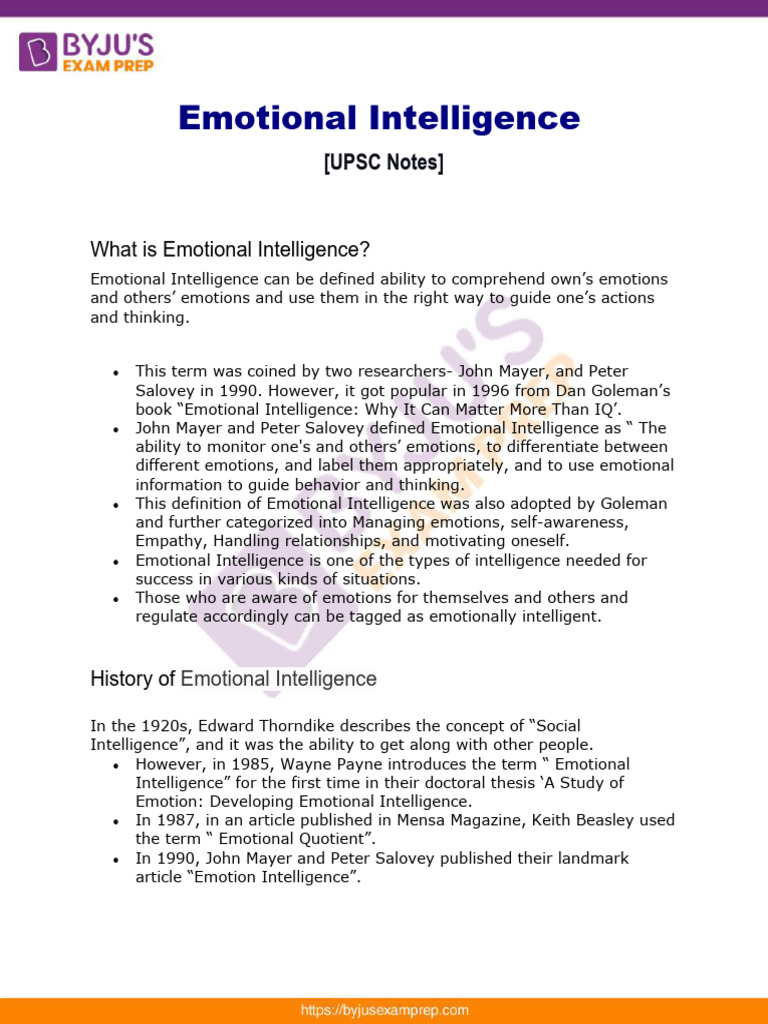 Emotional Intelligence Upsc Notes 17 | PDF | Emotional Intelligence ...
