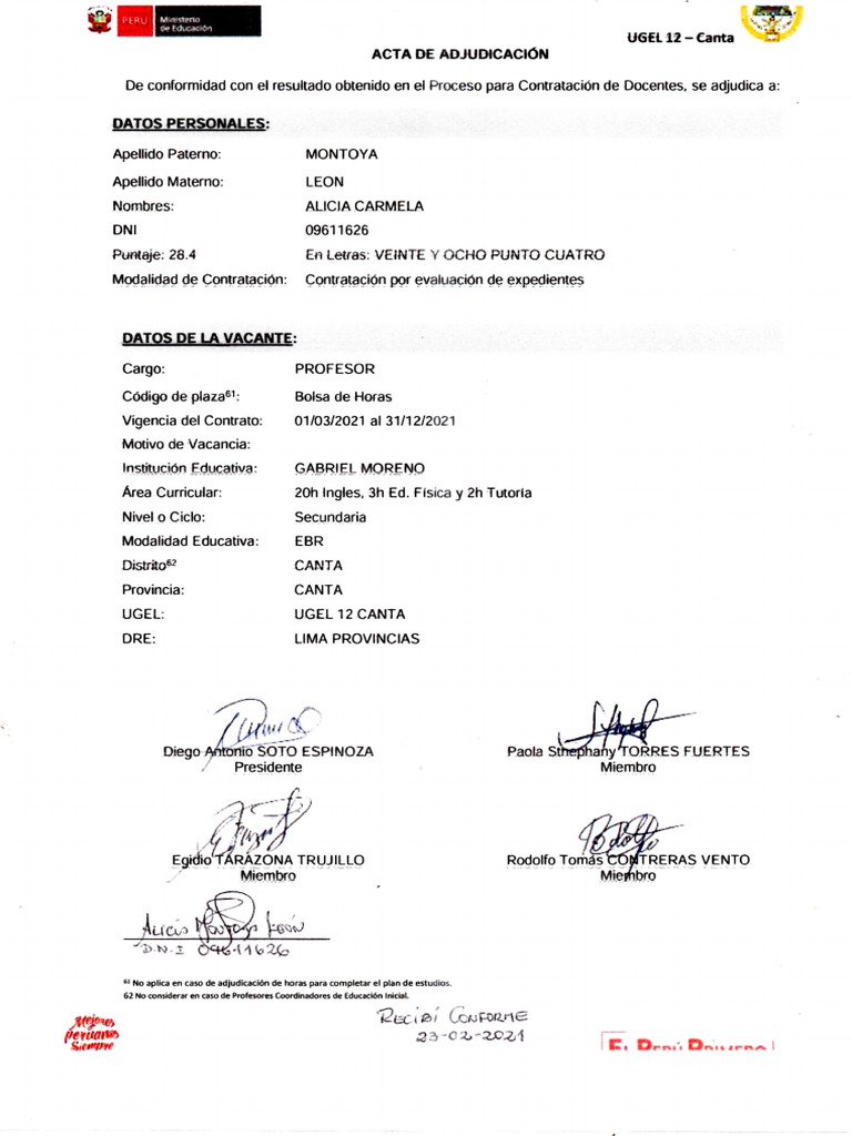 Montoya Leon, Alicia - Ingles - Acta - 2021 | PDF