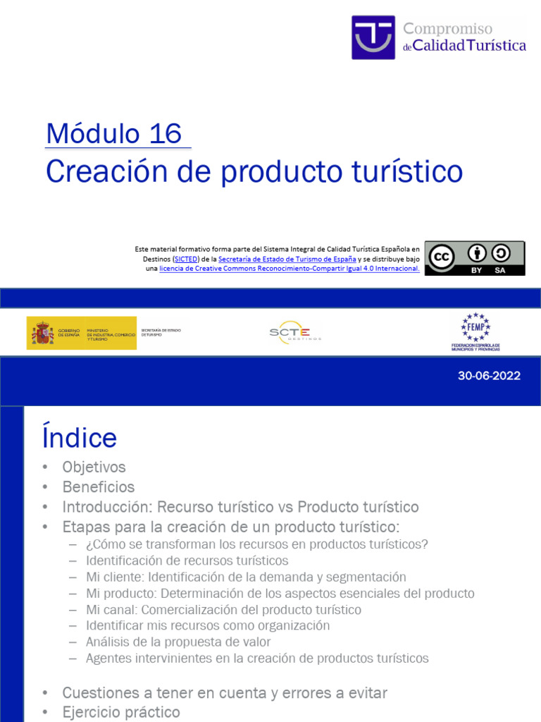 Modulo 16 - Creacion de Producto Turistico | PDF | Producto (Negocio) | Turismo