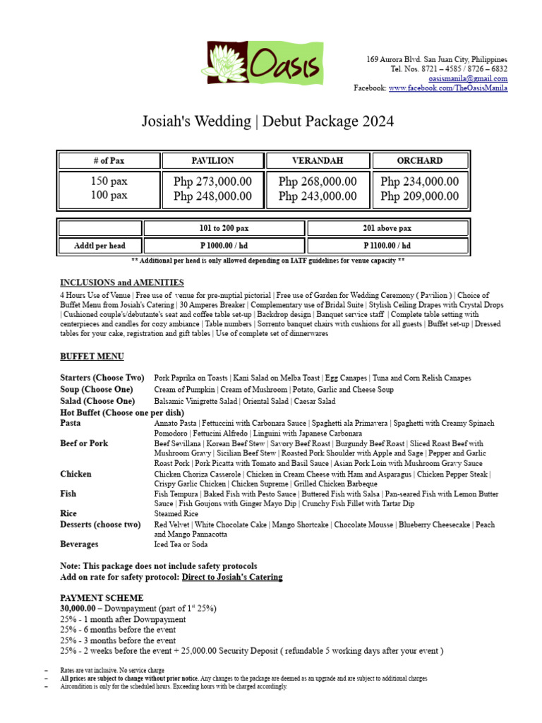 Josiah's Package 2024 | PDF | Sauce | Salad