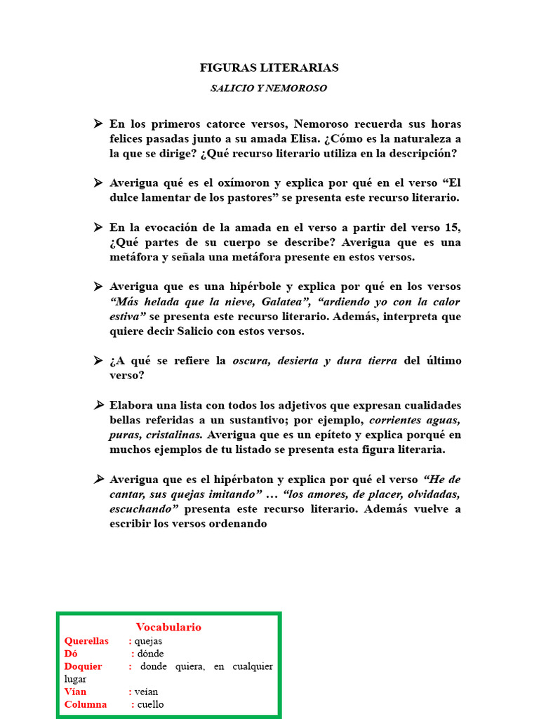 SALICIO Y NEMOROSO Actividad | PDF | Arte | Clásicos