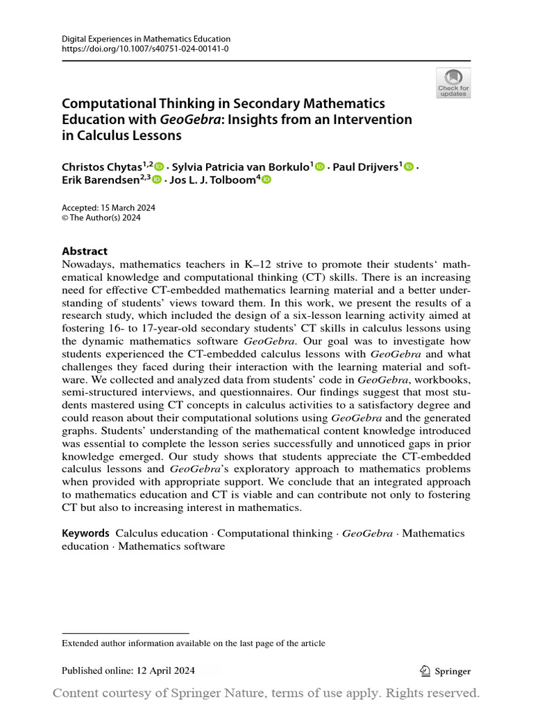Computational Thinking in Secondary Mathematics Ed | PDF | Teaching ...