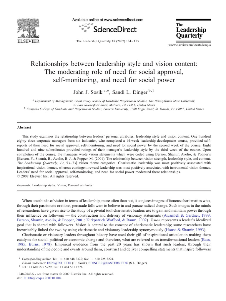 Relationships Between Leadership Style A | PDF | Leadership | Transformational Leadership