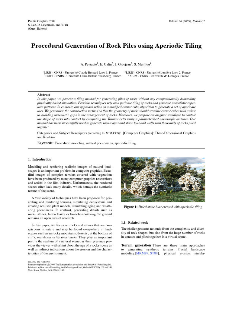Procedural Generation of Rock Piles Using Aperiodic Tiling: MKM89 ST89 | PDF | Shape | Texture ...