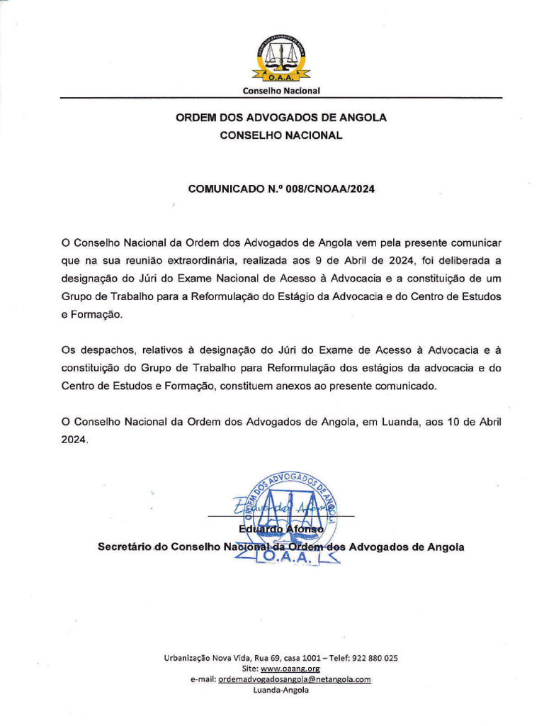Comunicado #008 Cnoaa 2024 | PDF