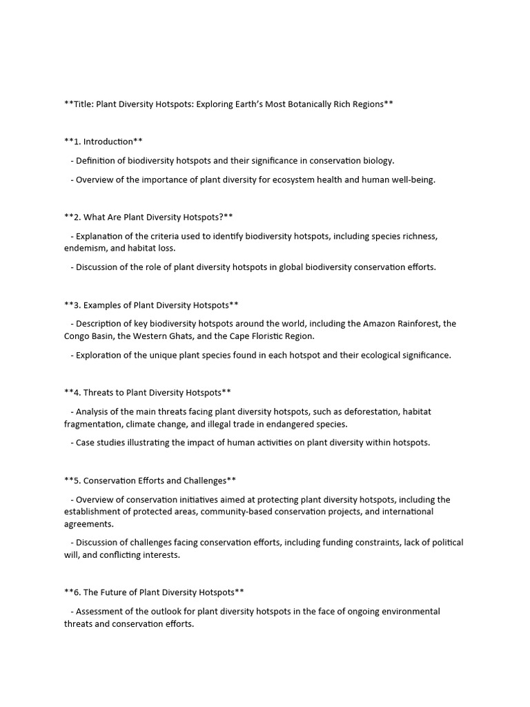 6 Plant Diversity Hotspots | PDF