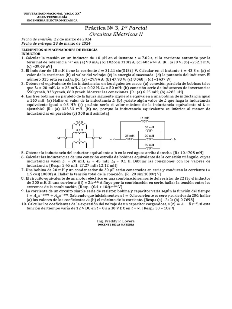 1P Practica3 Circuitos Electricos II | PDF | Inductor | Resistor