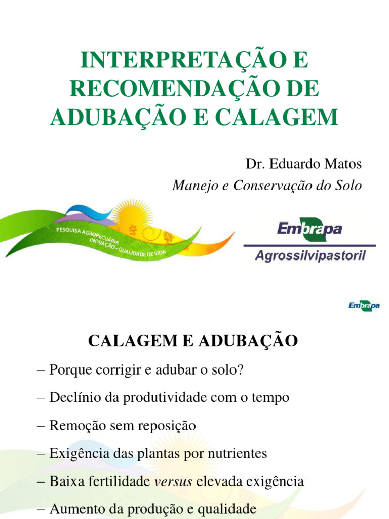 Interpretacao e Recomendacao de Adubacao e Calagem - Eduardo Matos ...