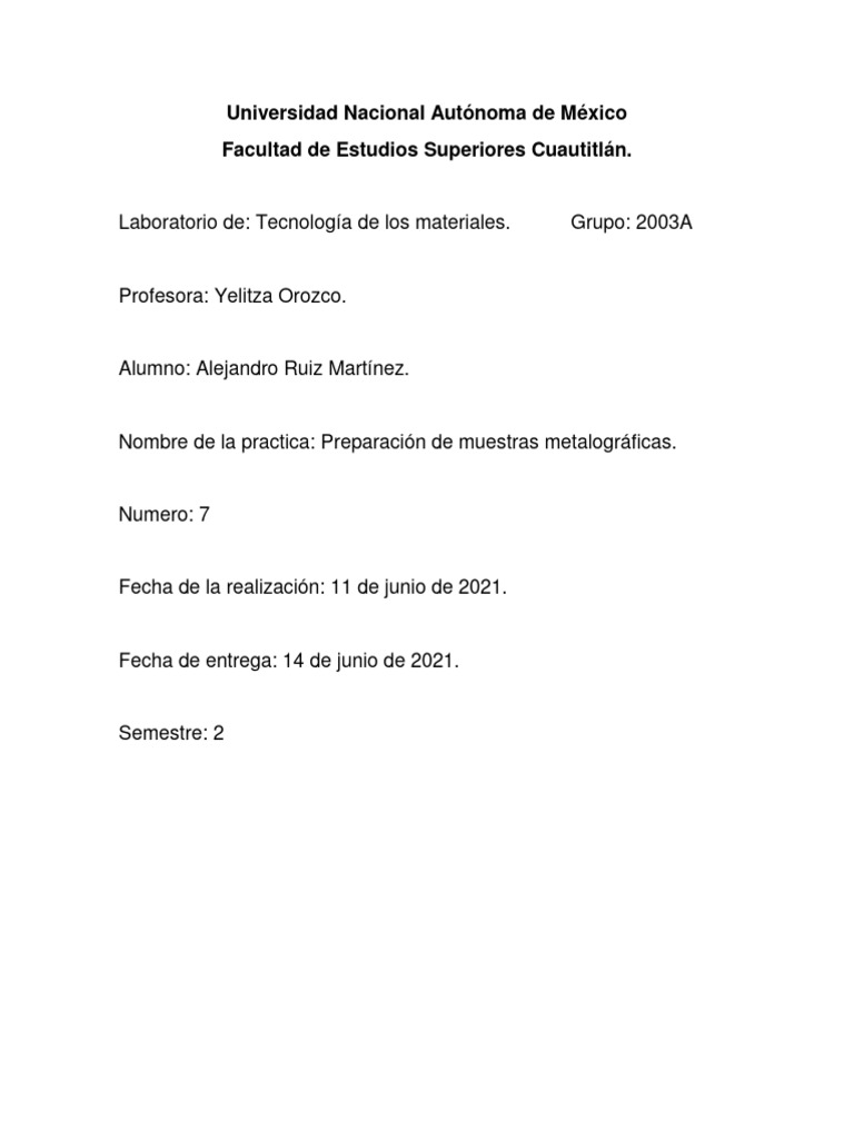 Practica 7 Tec, Materiales | PDF | Materiales | Ciencias fisicas